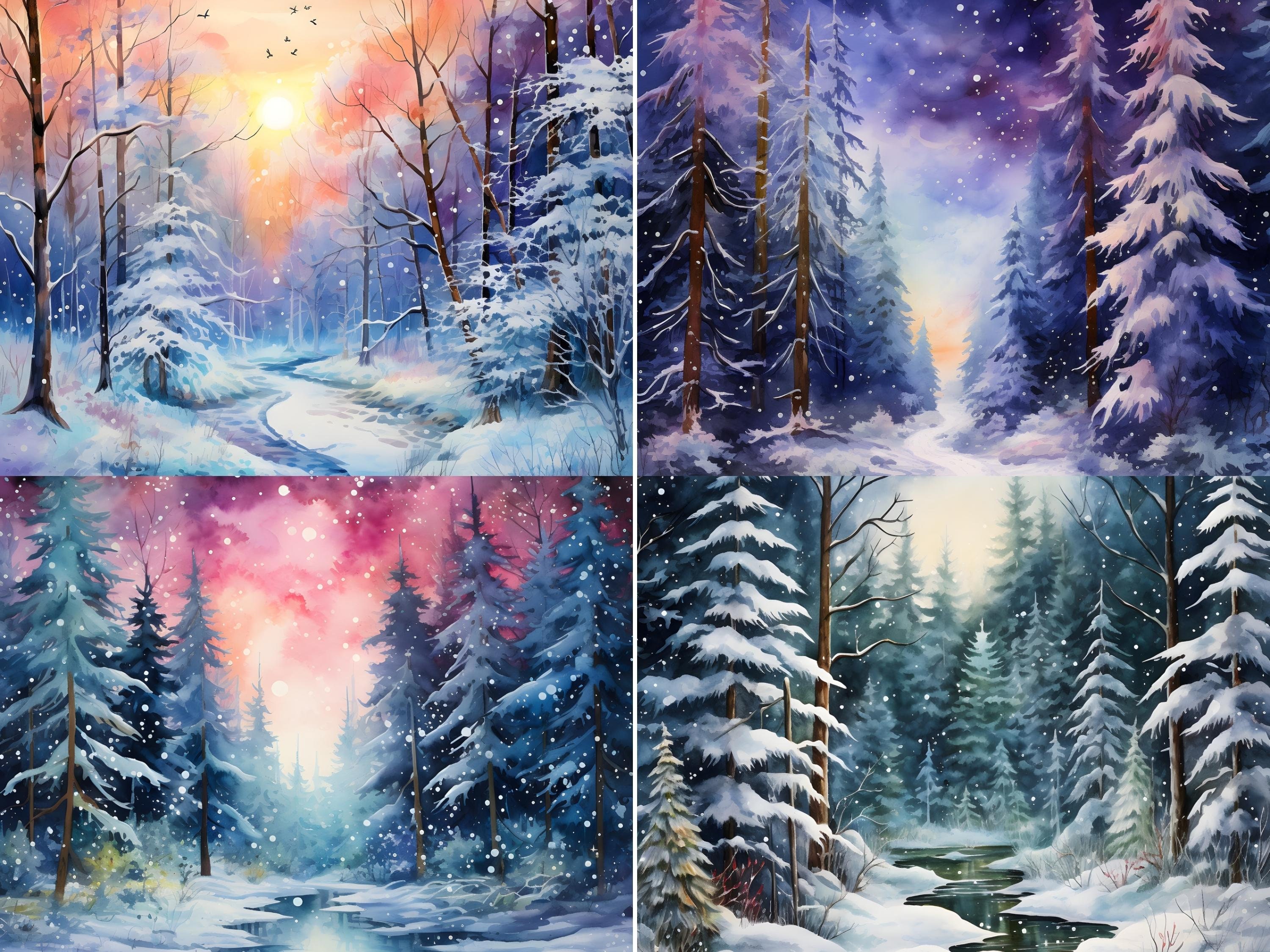 Winter Wonderland Garden Clipart, Printable Winter Woodland Digital ...