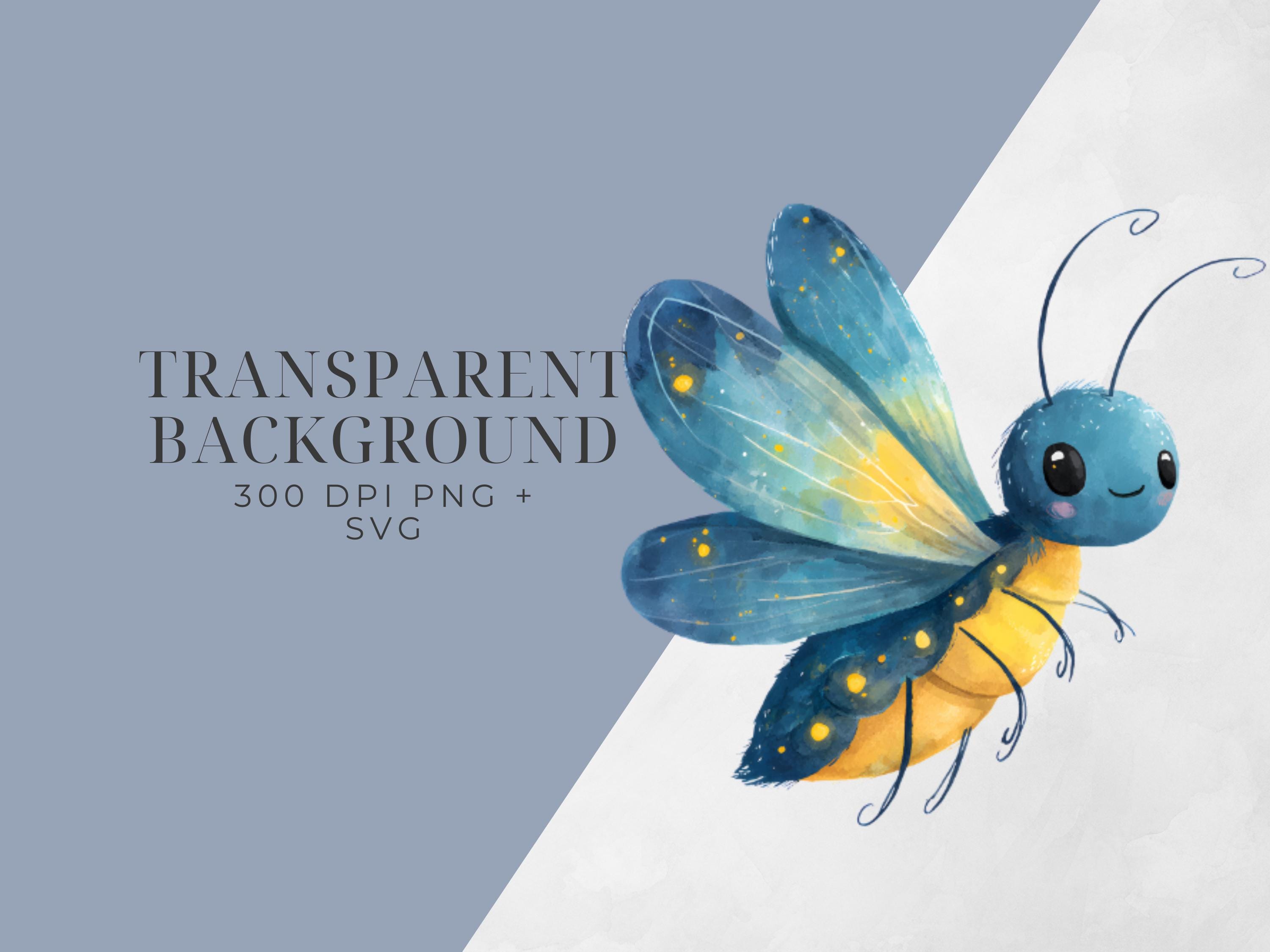 Lightning Bug Clipart, Watercolor Firefly Art, Cute Insect PNG, Digital ...