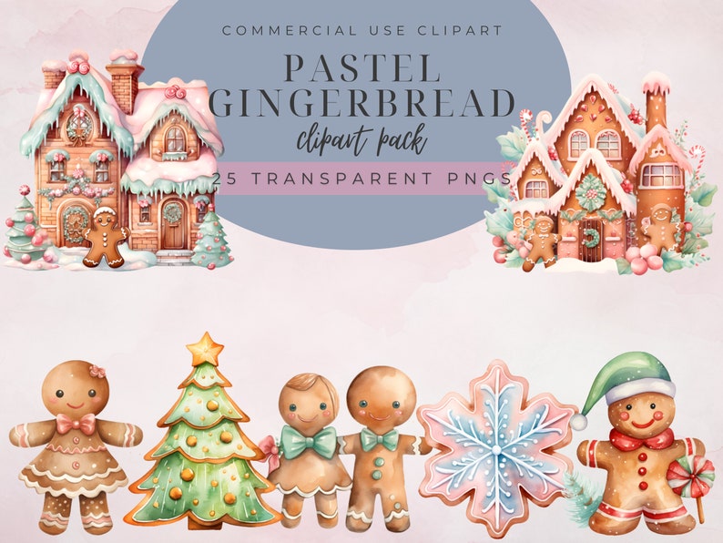 Pastel Gingerbread Clipart, Gingerbread Clipart, PNG, Pastel ...