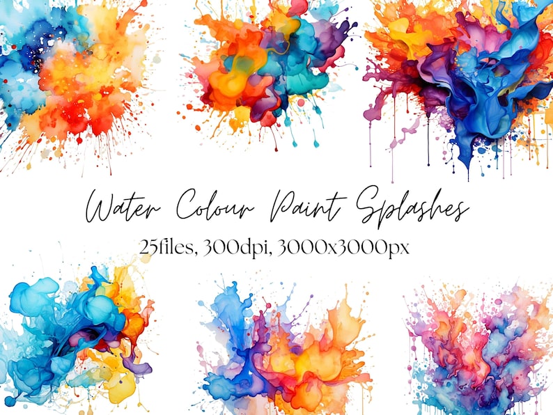 Watercolor Color Splash Clipart, PNG, Paint Splatter Clipart, Alcohol ...