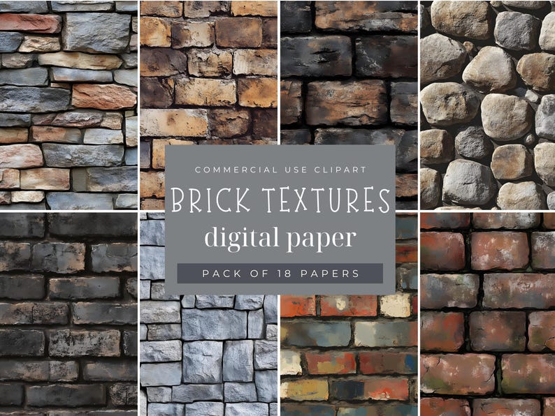 Brick Wall Textures: Rustic Digital Paper (digital Download) - Etsy