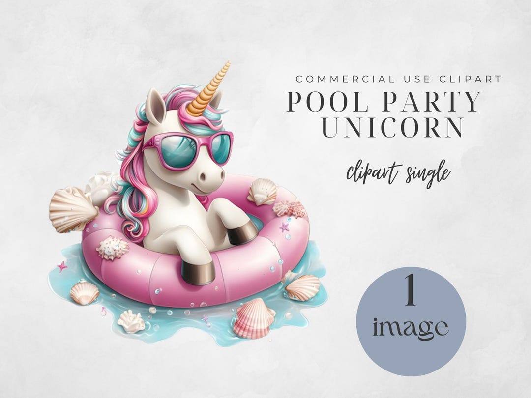 Pool Party Unicorn Clipart: Summer Birthday PNG (digital Download) - Etsy