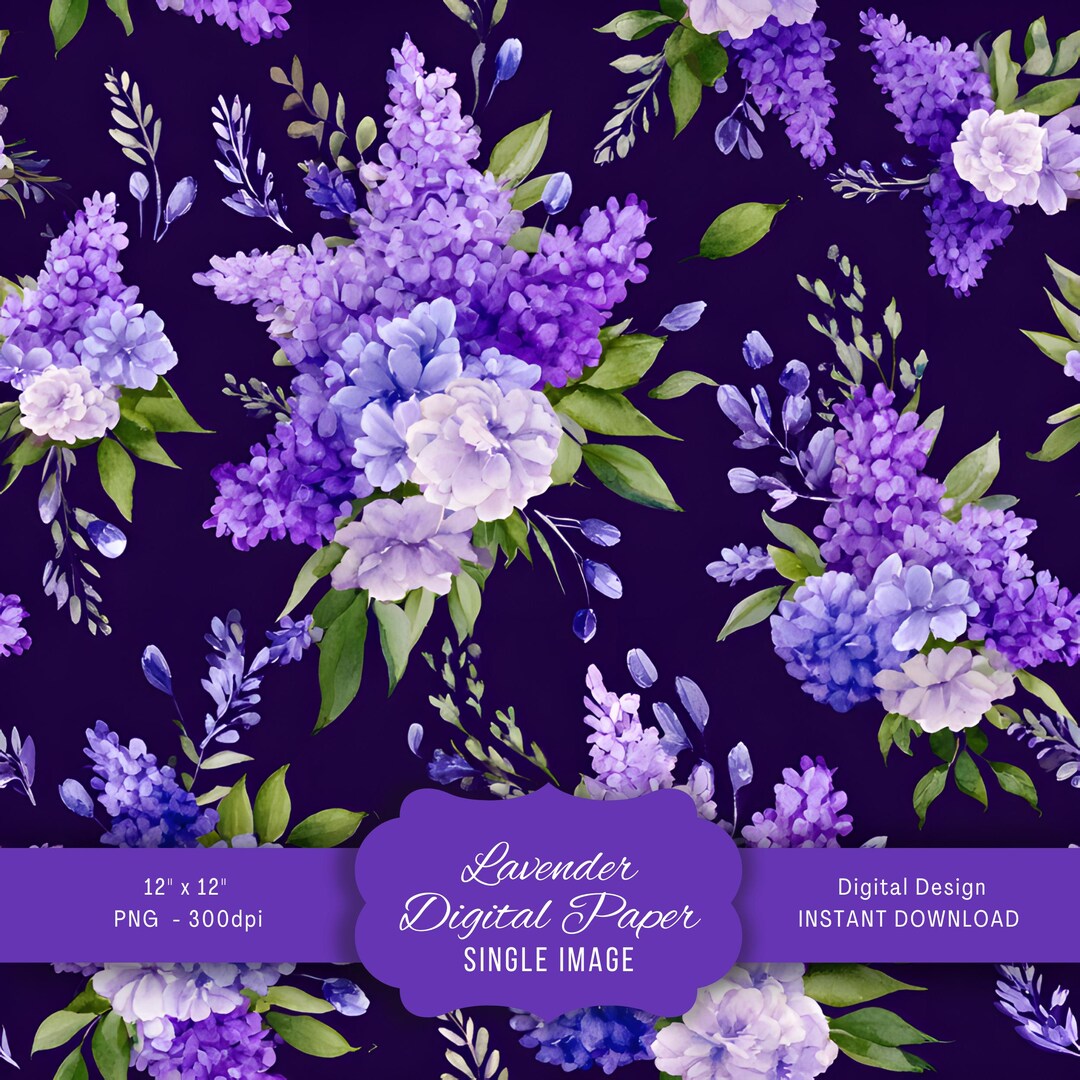 Lavender Digital Design Paper, Seamless Pattern for Scrapbooking ...