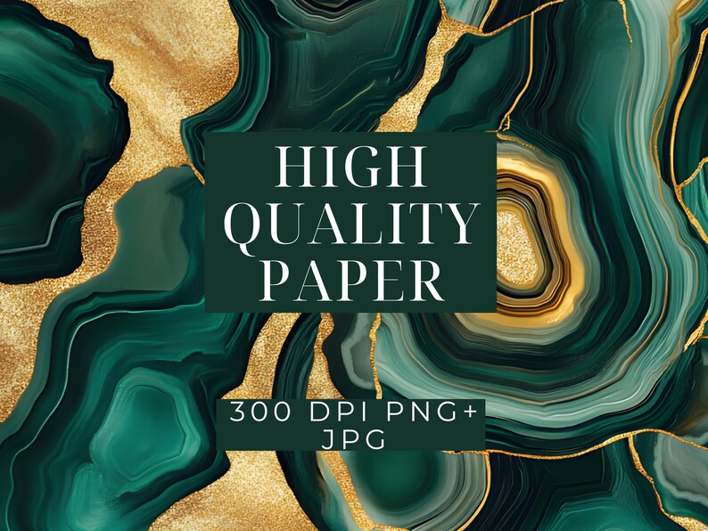 Emerald Gold Agate Digital Paper: Seamless Iridescent Textures (digital ...