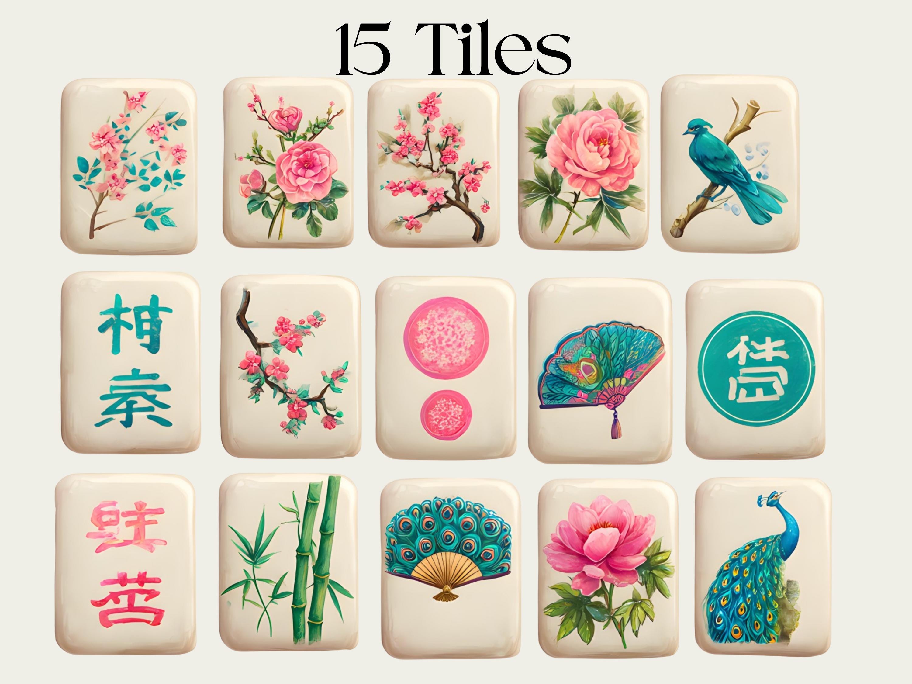 Mahjong Clipart, Watercolor Mahjong Tiles PNG, Digital Download for ...
