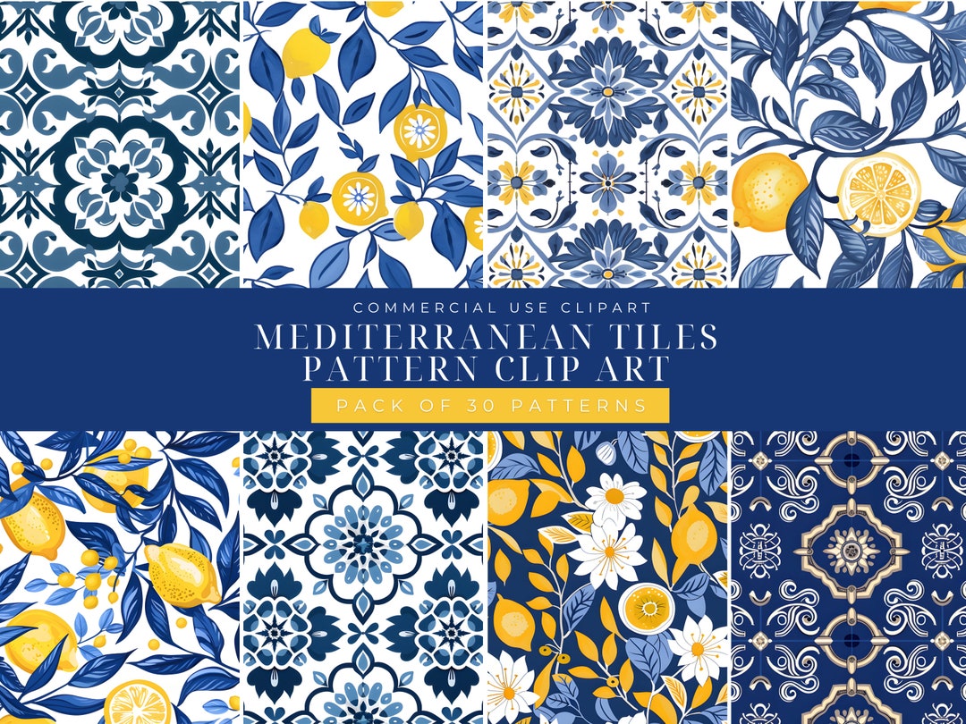 Mediterranean Tile Clip Art, Summer Clipart, Mediterranean Lemon ...