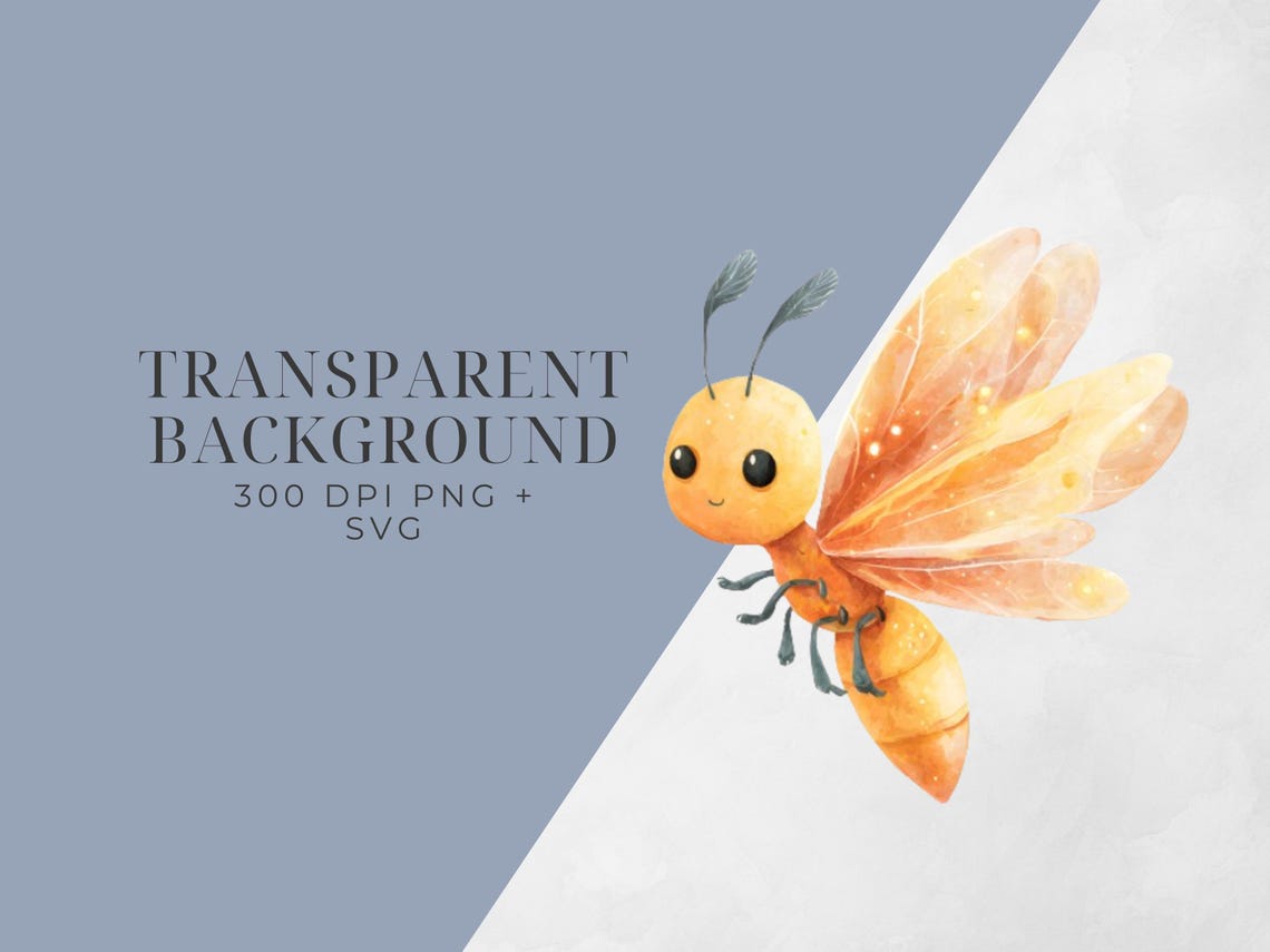 Lightning Bug Clipart, Watercolor Firefly Art, Cute Insect PNG, Digital ...