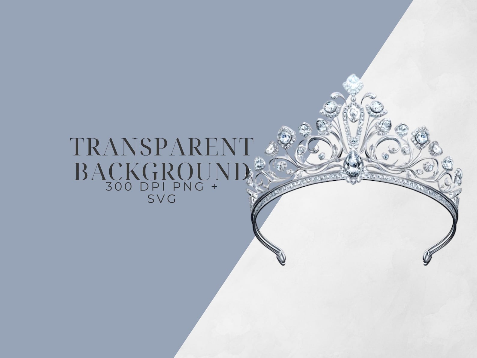 Diamond Tiara Clipart: Silver Princess Crown, Commercial Use (digital ...