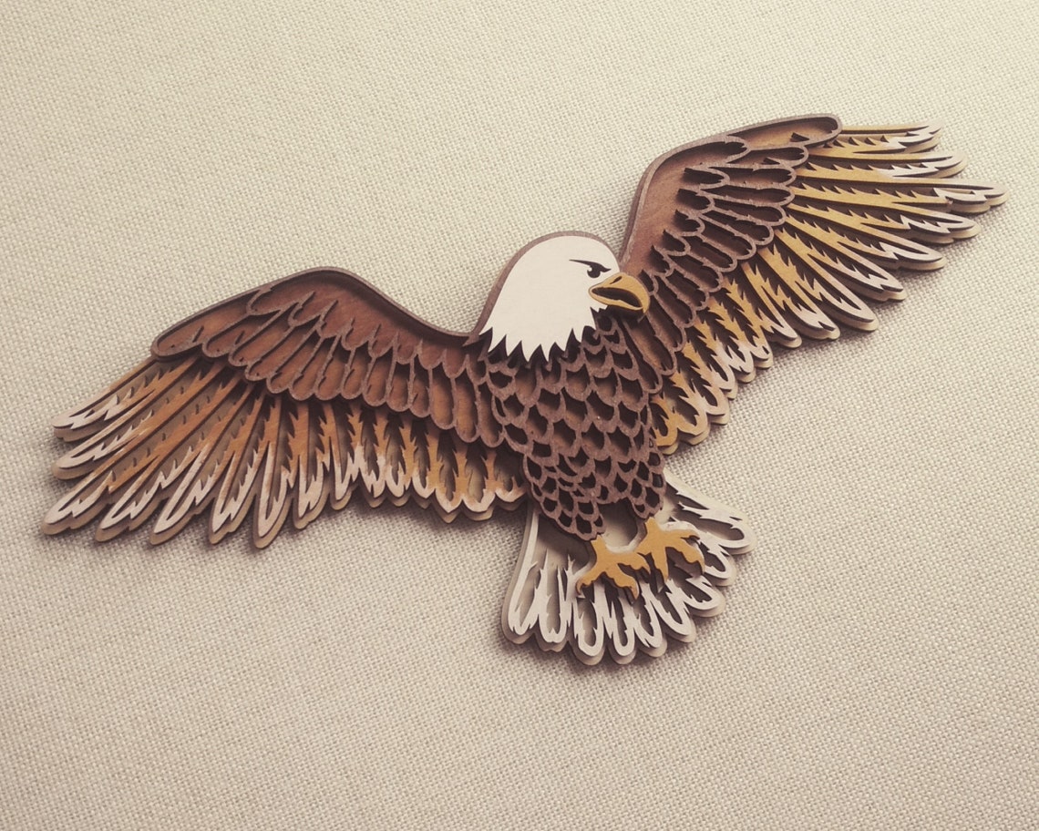 Layered Bald Eagle SVG Laser Cut Files. Multilayer Vector Model for Cnc ...