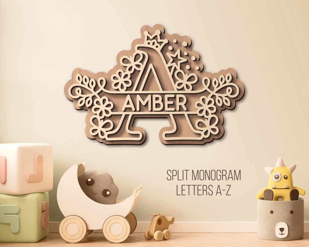 Baby Name Sign SVG: Laser Cut Split Monogram (digital Download) - Etsy ...