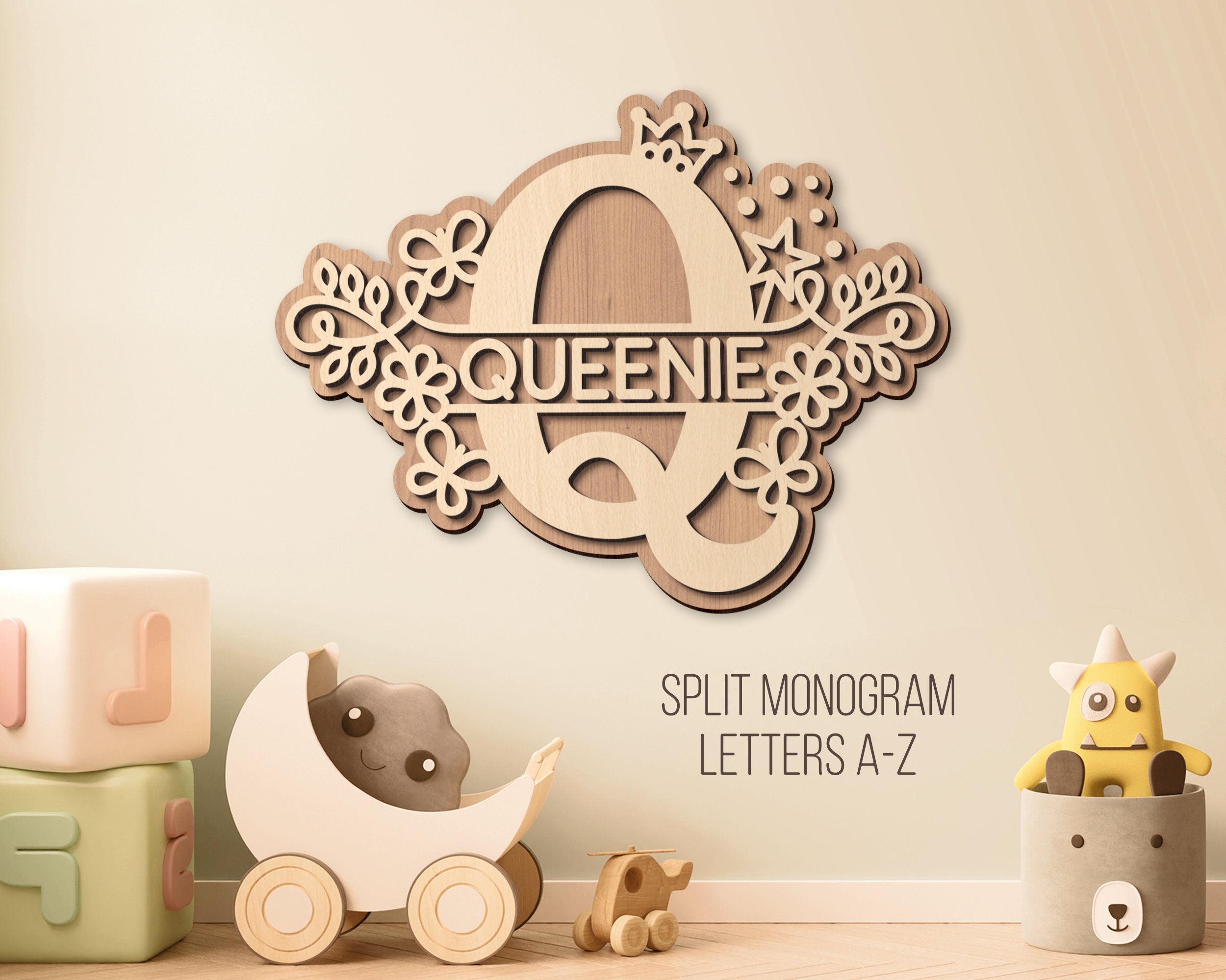 Baby Name Sign SVG, Laser Cut File Children's Name Bedroom Sign, Wood ...