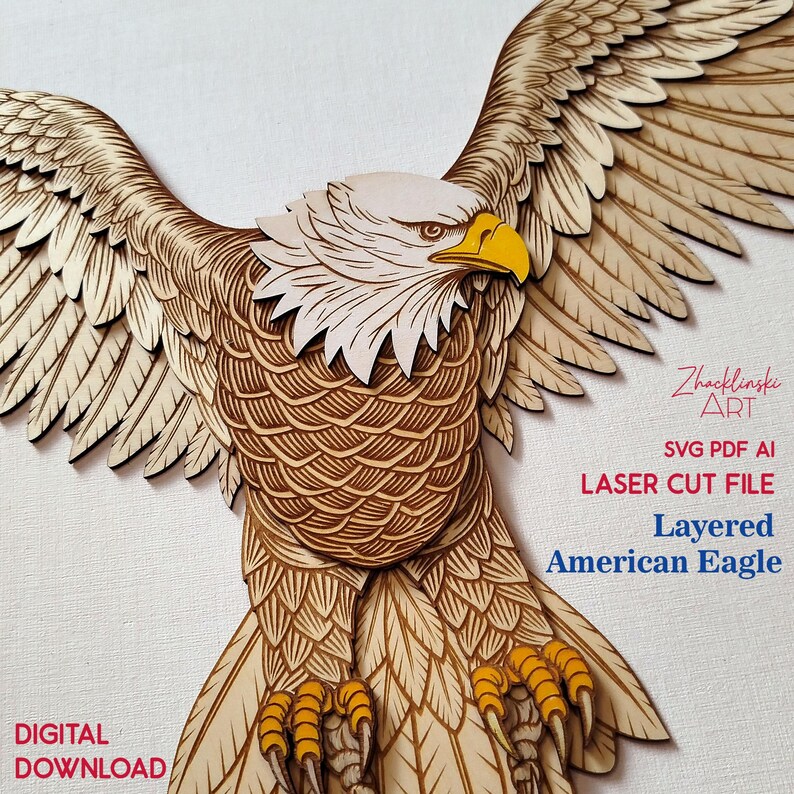 Eagle Laser Cut File. Four-layer Patriotic Sign SVG (digital Download ...