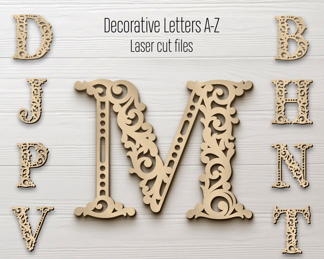 Floral Alphabet Letters: Decorative SVG Laser Cut Files (A-Z) - Etsy