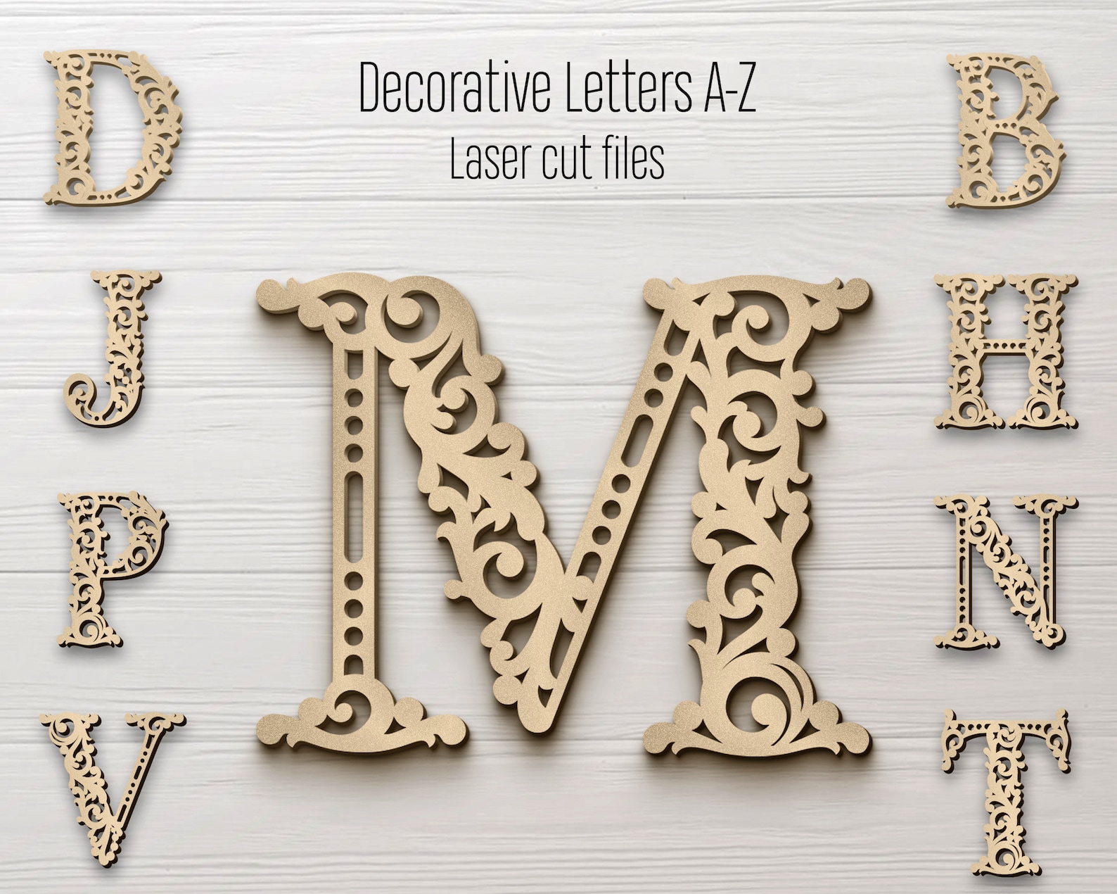 Floral Alphabet Letters: Decorative SVG Laser Cut Files (A-Z) - Etsy