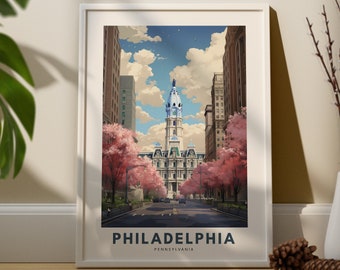 Philadelphia Skyline Art Print, Philadelphia Map Print, Philadelpia PA ...