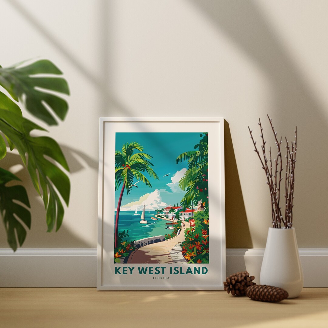 Key West Island Wall Art Print, Key West Island Travel Poster, Florida ...