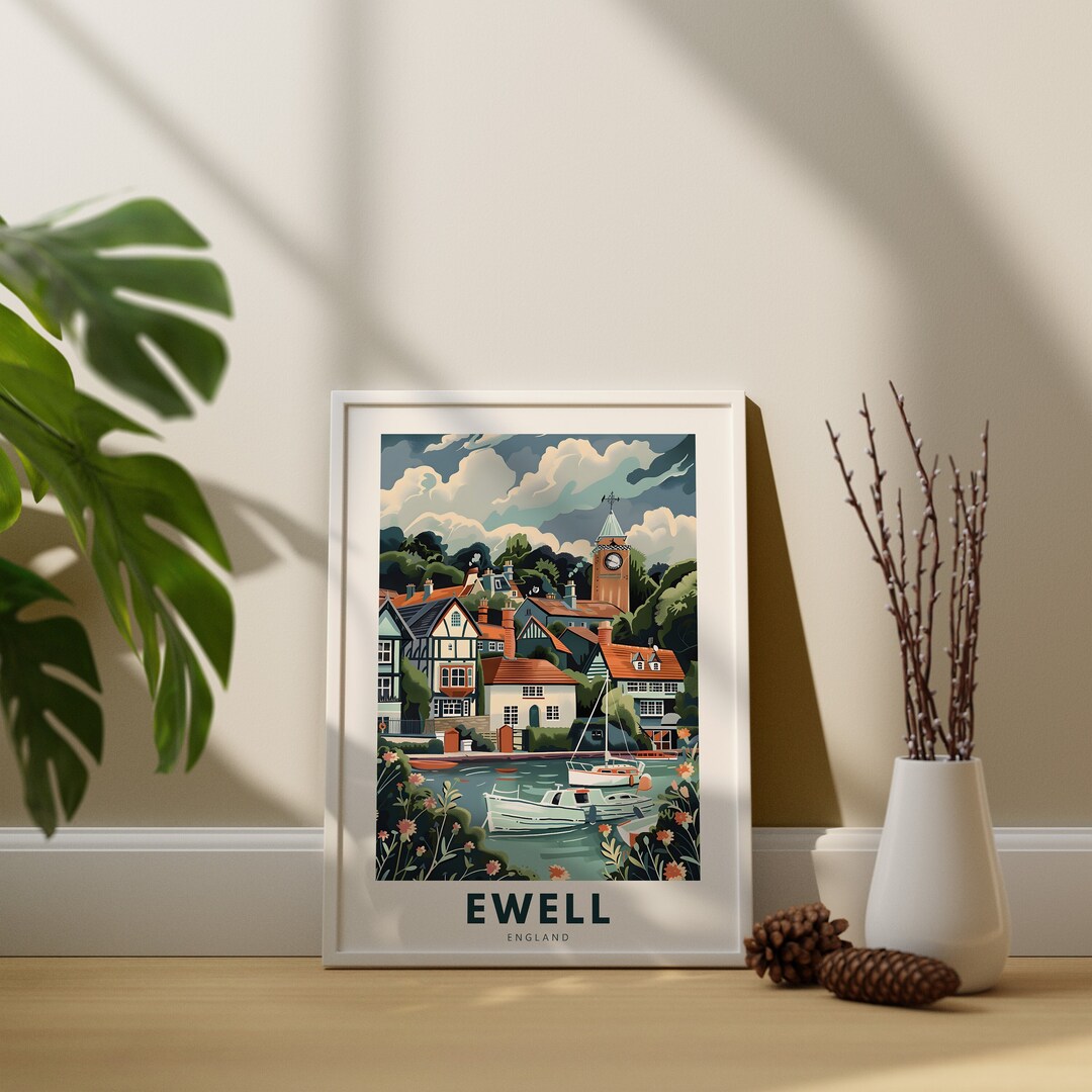 Ewell Wall Art Print, Ewell Wall Travel Poster, England Wall Decor ...