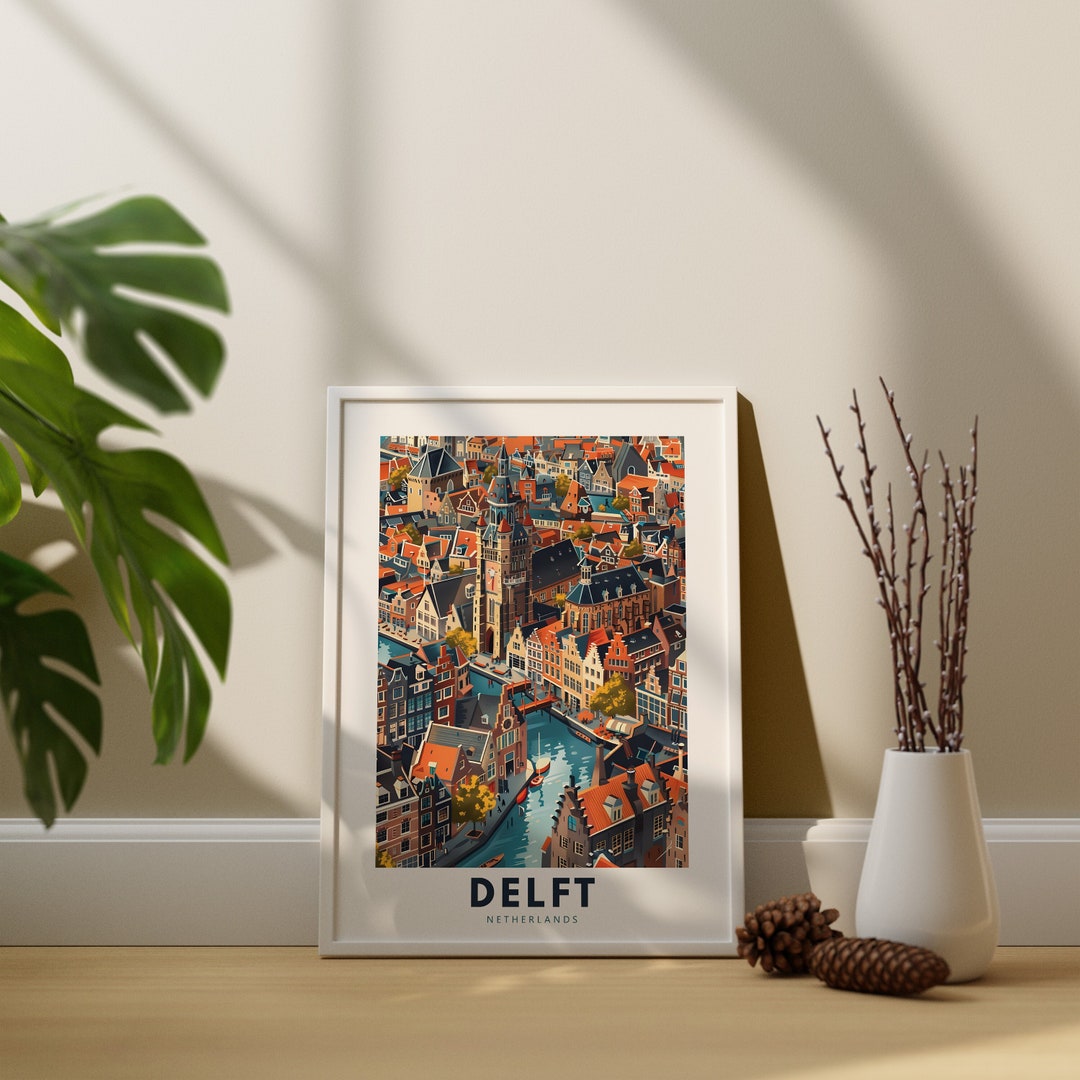 Delft Wall Art Print, Delft Wall Travel Poster, Netherlands Wall Decor ...