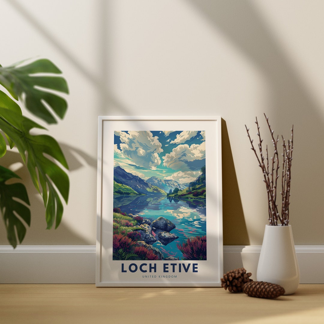 Loch Etive Lake Wall Art Print, Loch Etive Travel Poster, United ...