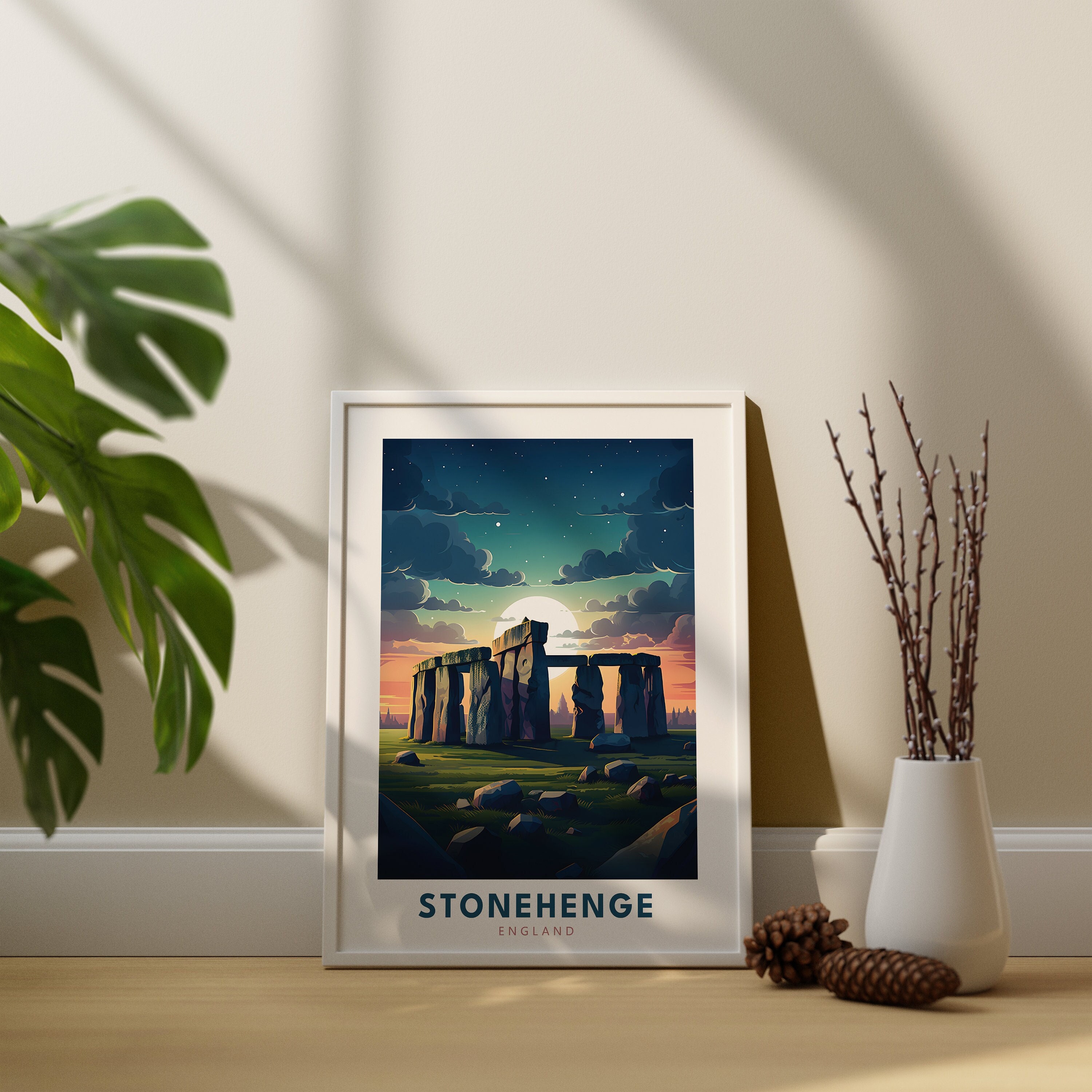 England Poster Stonehenge Print England Wall Art Stonehenge Art ...