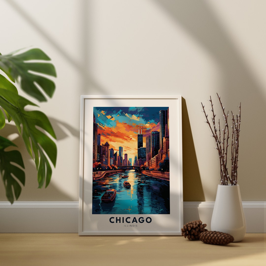 Chicago City Print, Chicago City Poster, Illinois Wall Art, Illinois ...
