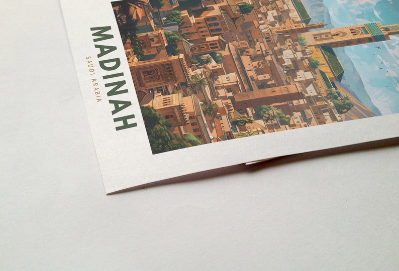 Madinah Travel Art Print, Madinah City Wall Poster, Saudi Arabia Wall ...