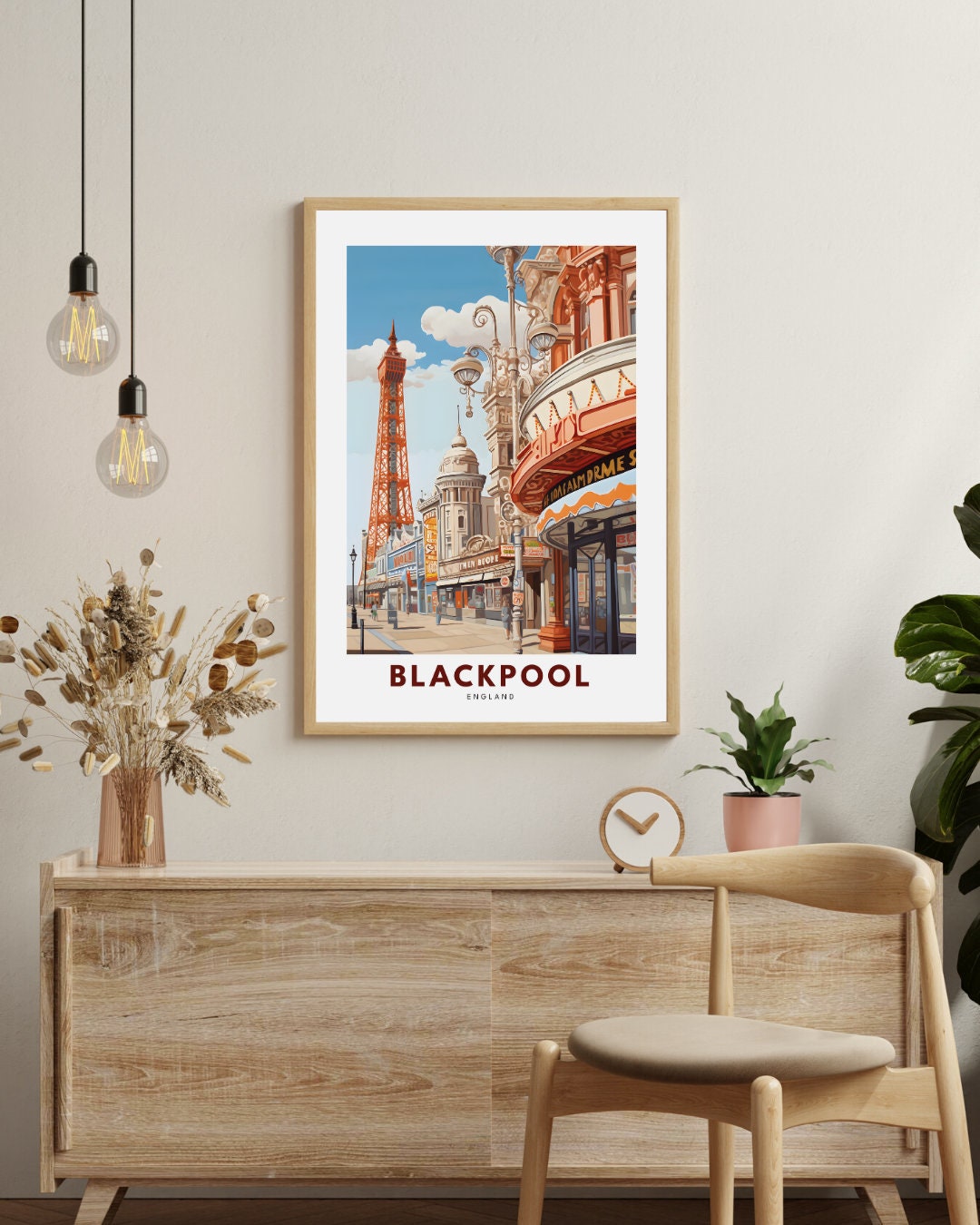 Blackpool Travel Print, Blackpool Tower Wall Art Poster, Blackpool ...