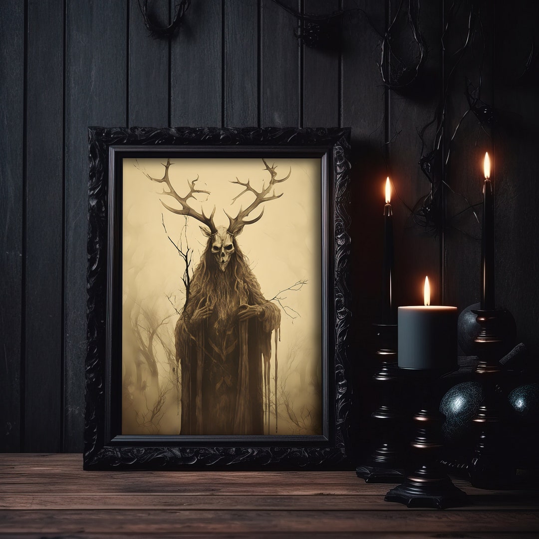 Deer Cult of the Forest, Gothic Wall Art Print, Victorian Print, Dark ...