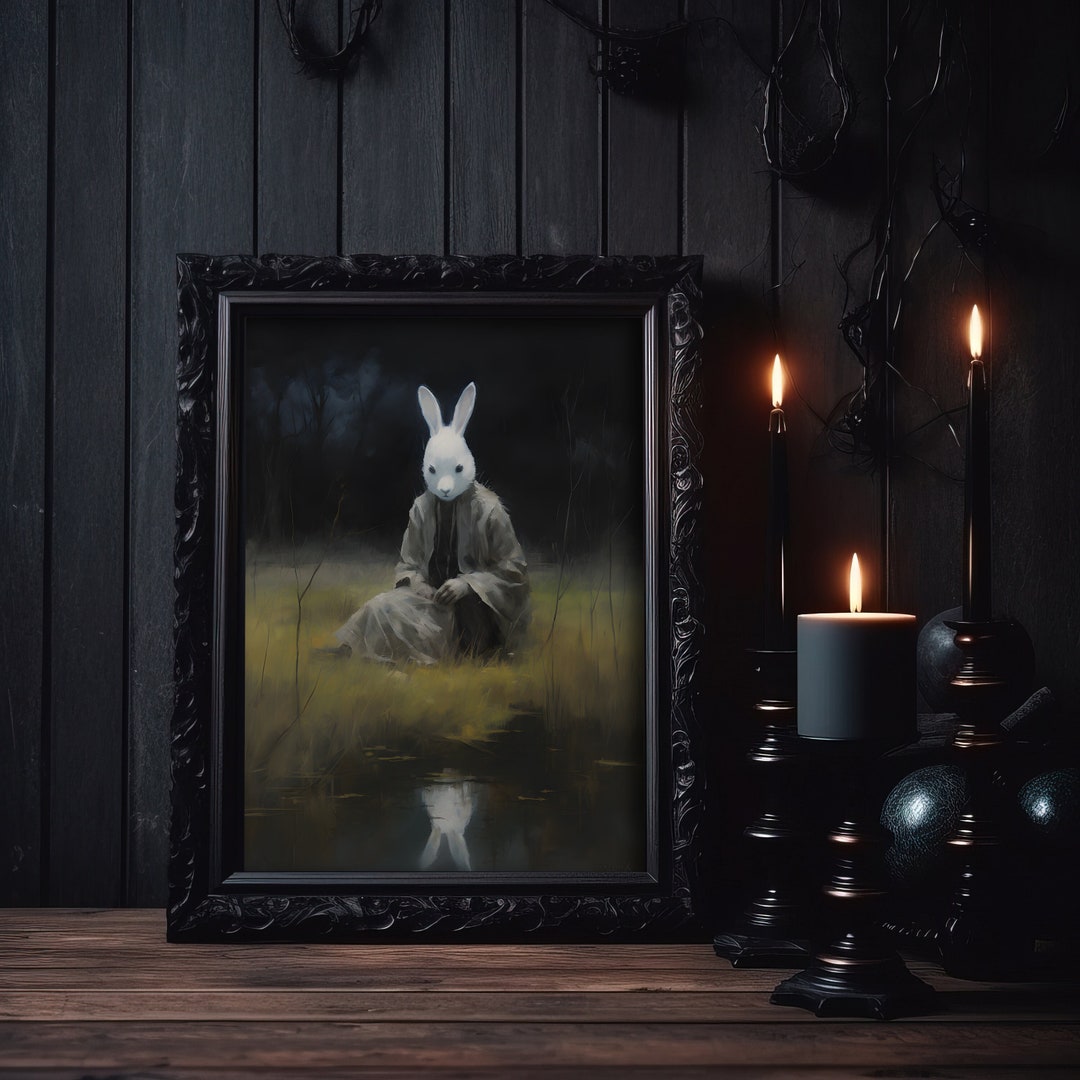 Rabbit Head Near the Lake, Gothic Wall Art Poster, Horror Wall Art ...