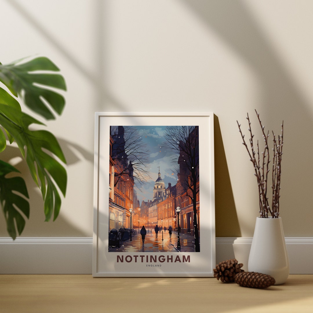 Nottingham Print, Nottingham City Poster, England City Wall Art, UK ...