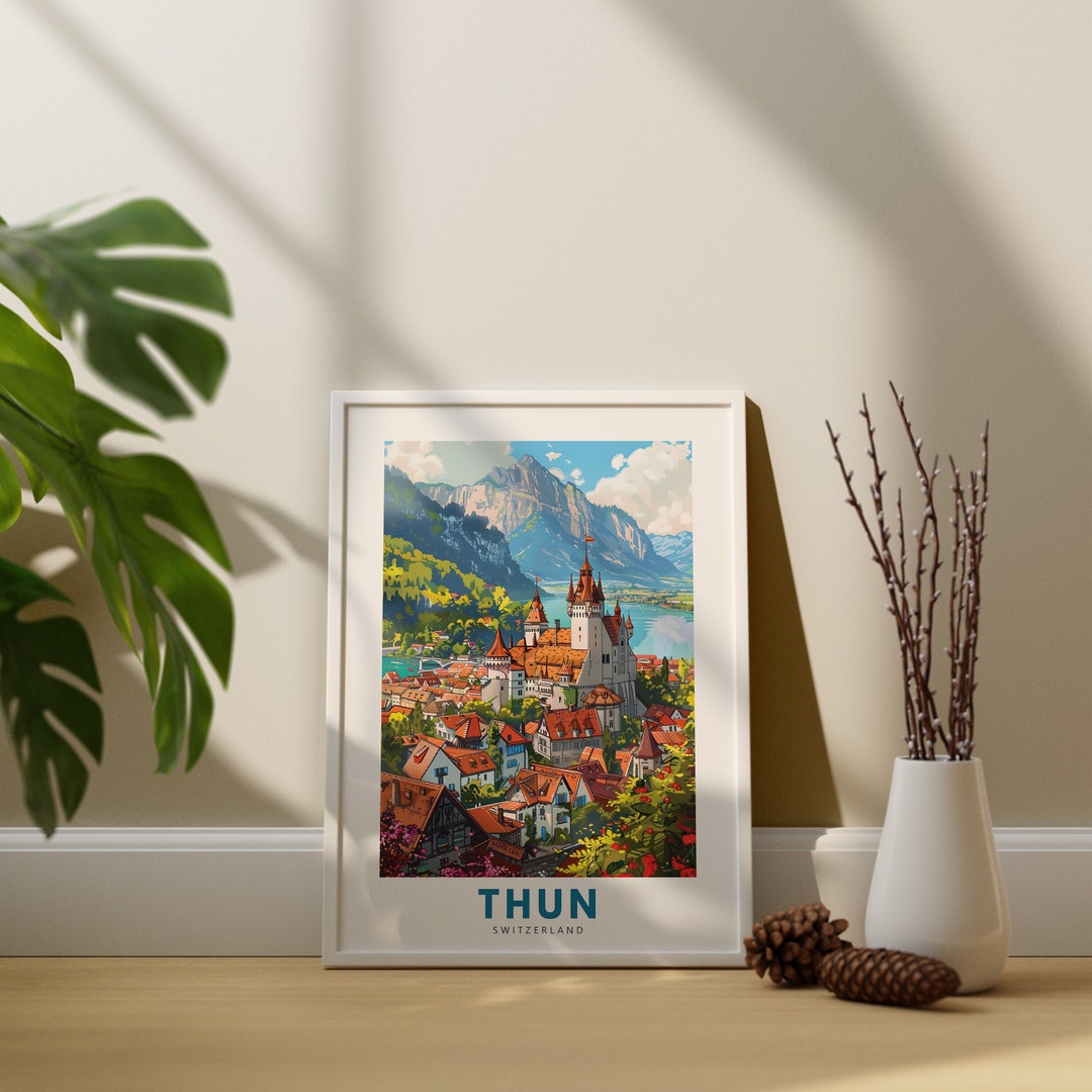 Thun Art Print, Thun Wall Travel Poster, Switzerland Wall Decor, Thun ...