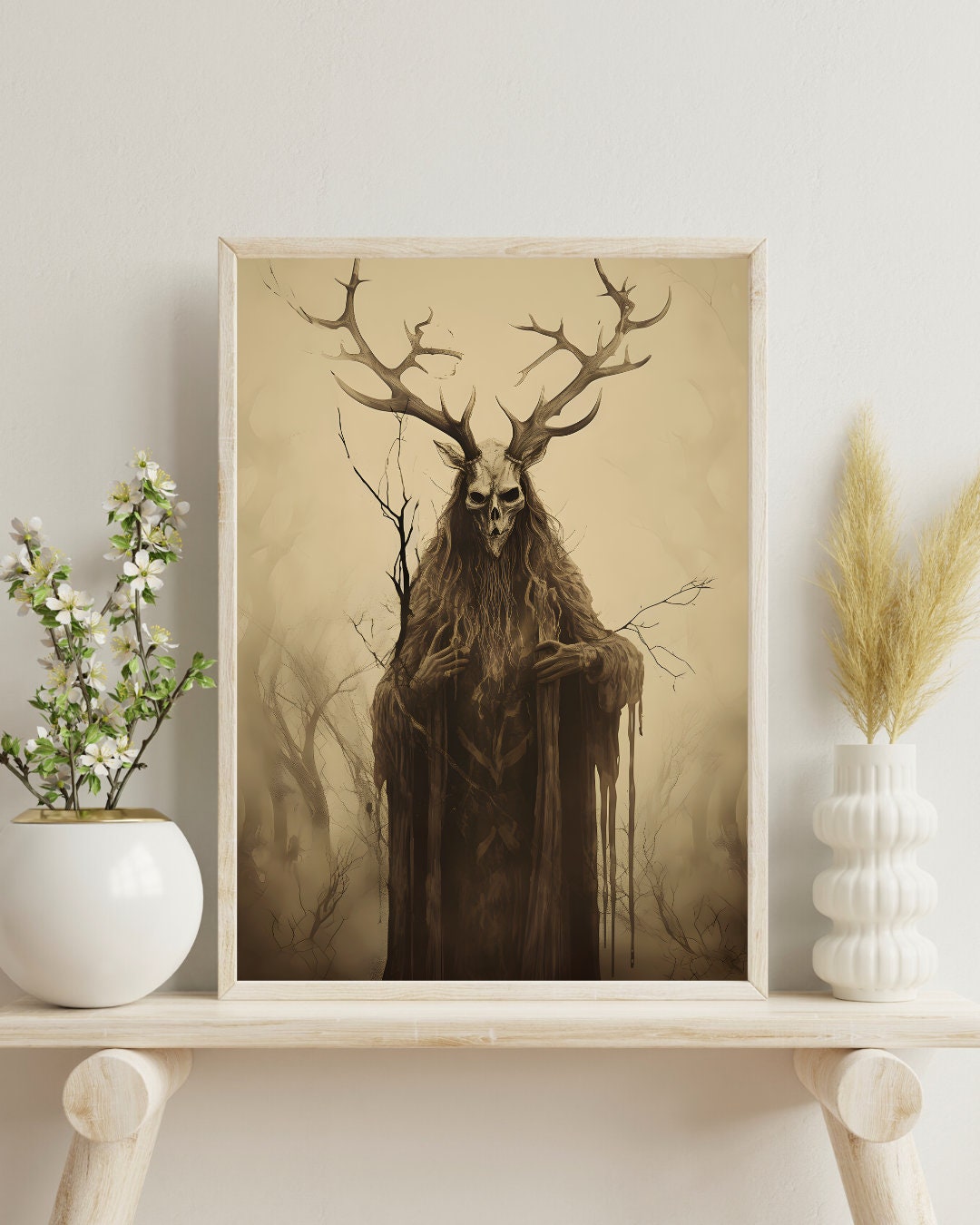 Deer Cult of the Forest, Gothic Wall Art Print, Victorian Print, Dark ...