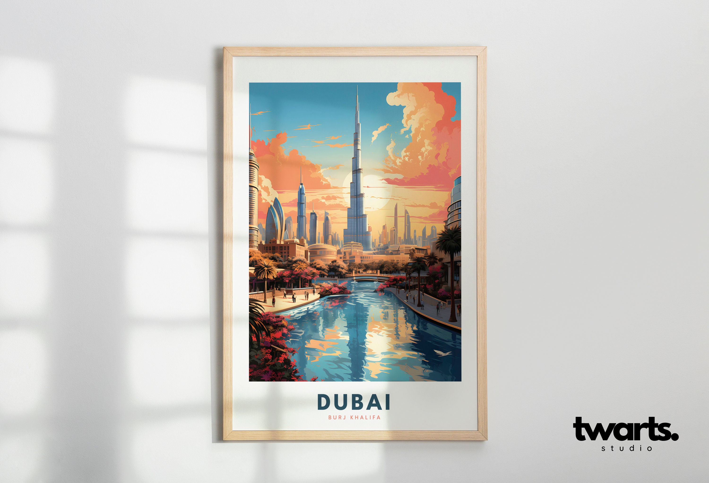 Dubai Poster Travel Print Burj Khalifa Dubai Wall Art Dubai Print Burj ...