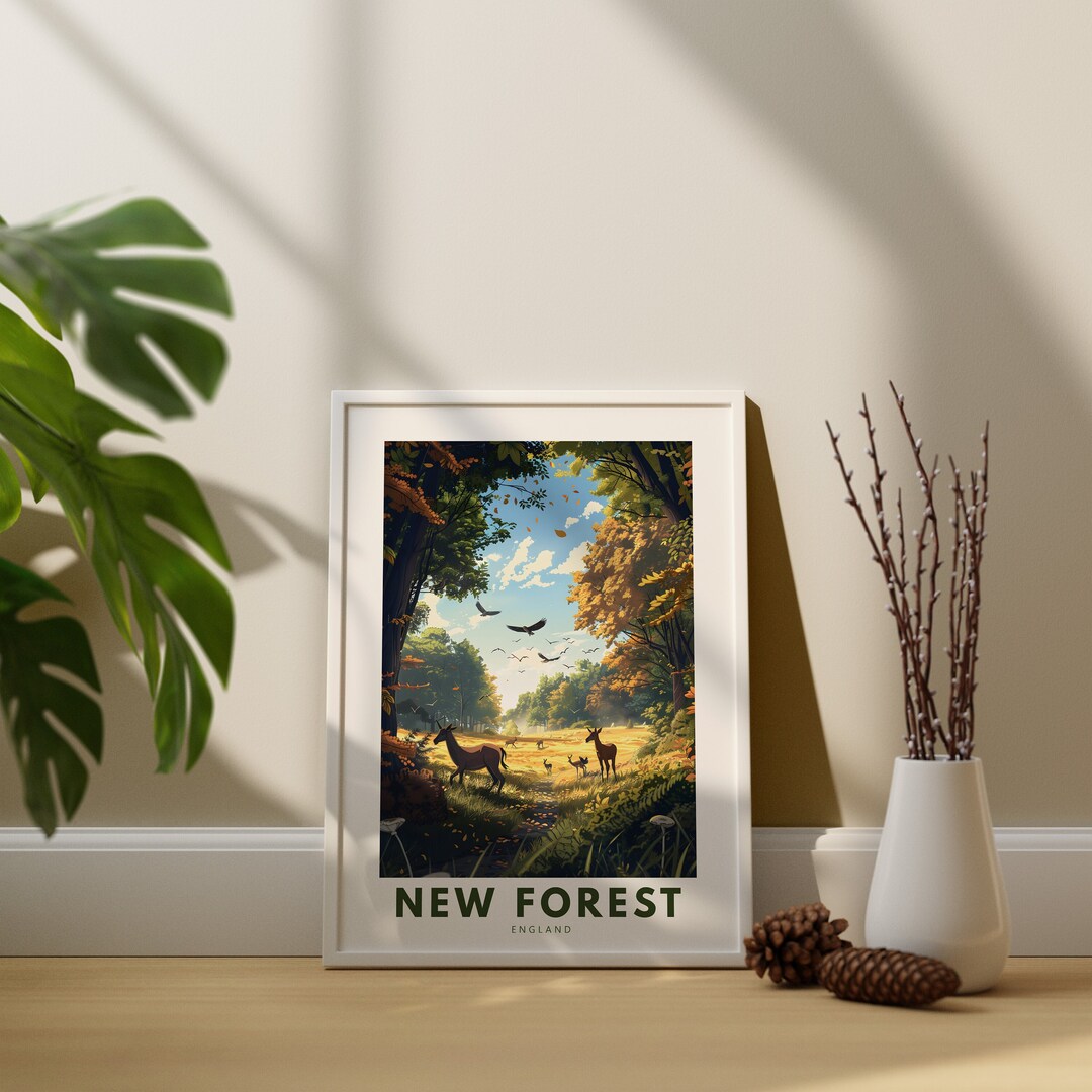 New Forest Wall Art Print, New Forest Travel Poster, England Wall Decor ...