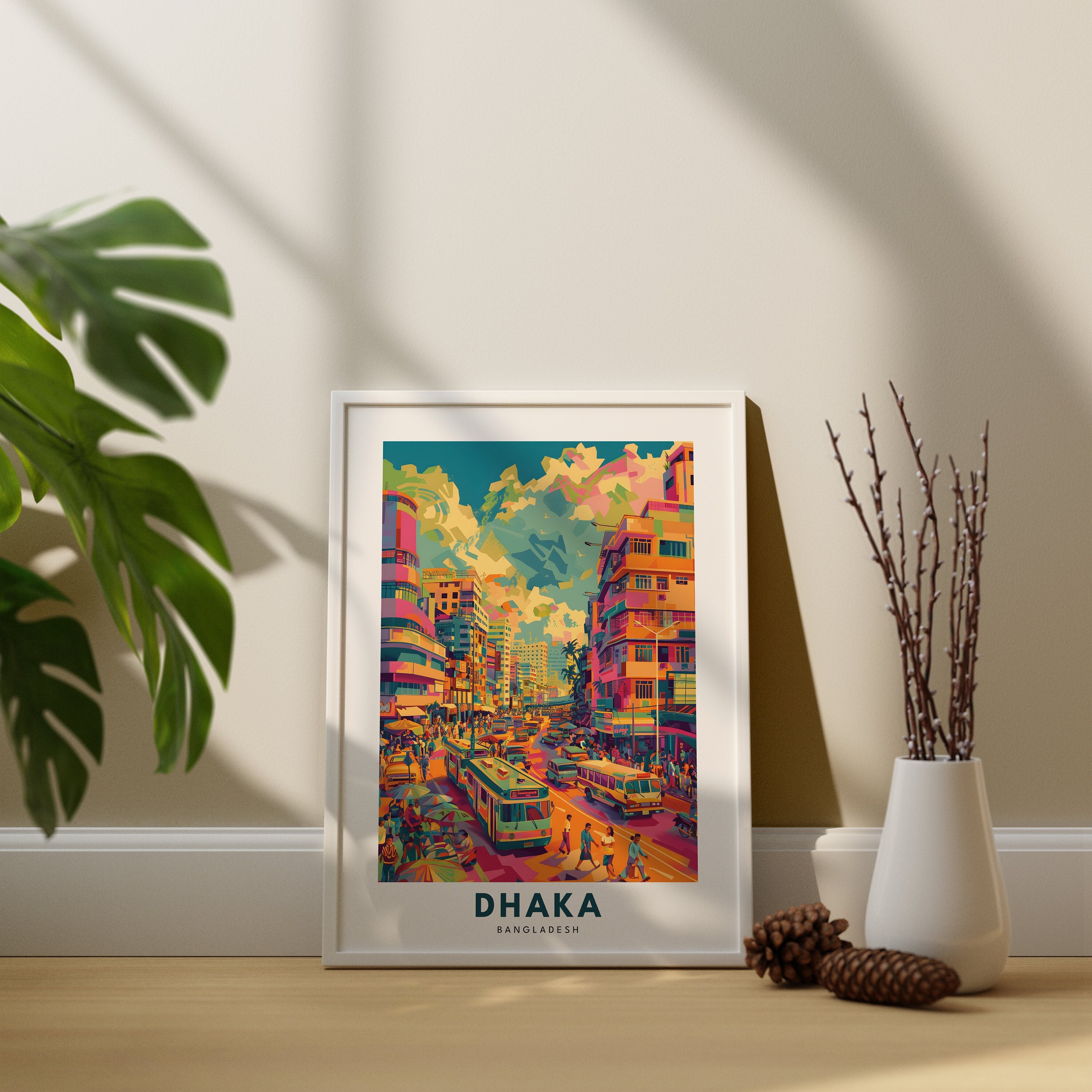 Dhaka Print, Dhaka Poster, Bangladesh Wall Hanging Art, Bangladesh City ...