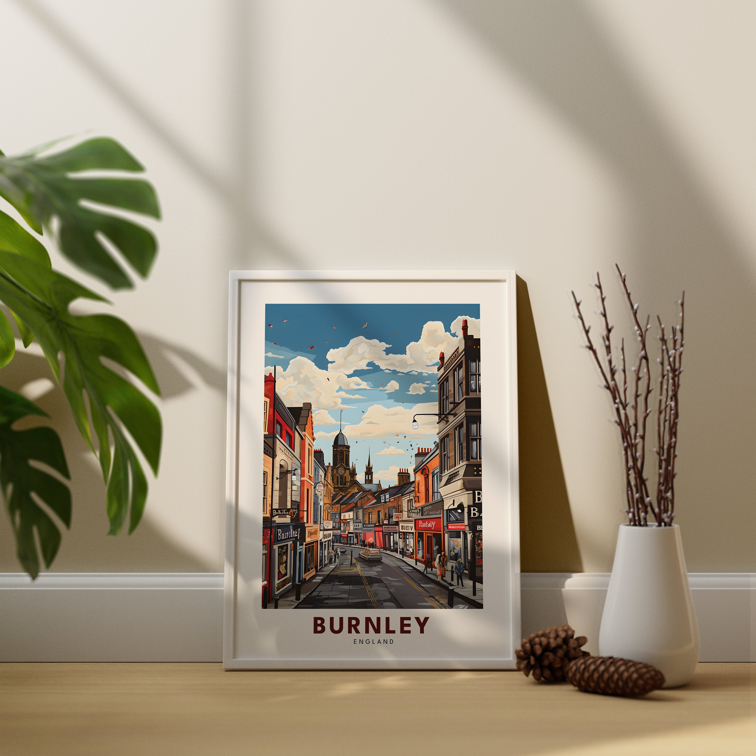 Burnley Print, Burnley City Poster, England City Wall Art, Burnley Wall ...