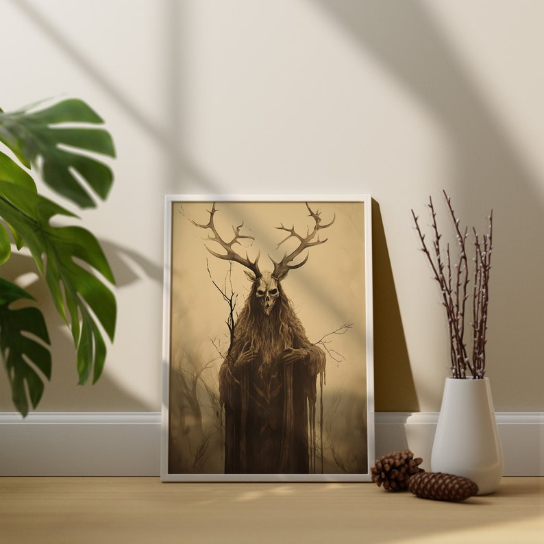 Deer Cult of the Forest, Gothic Wall Art Print, Victorian Print, Dark ...