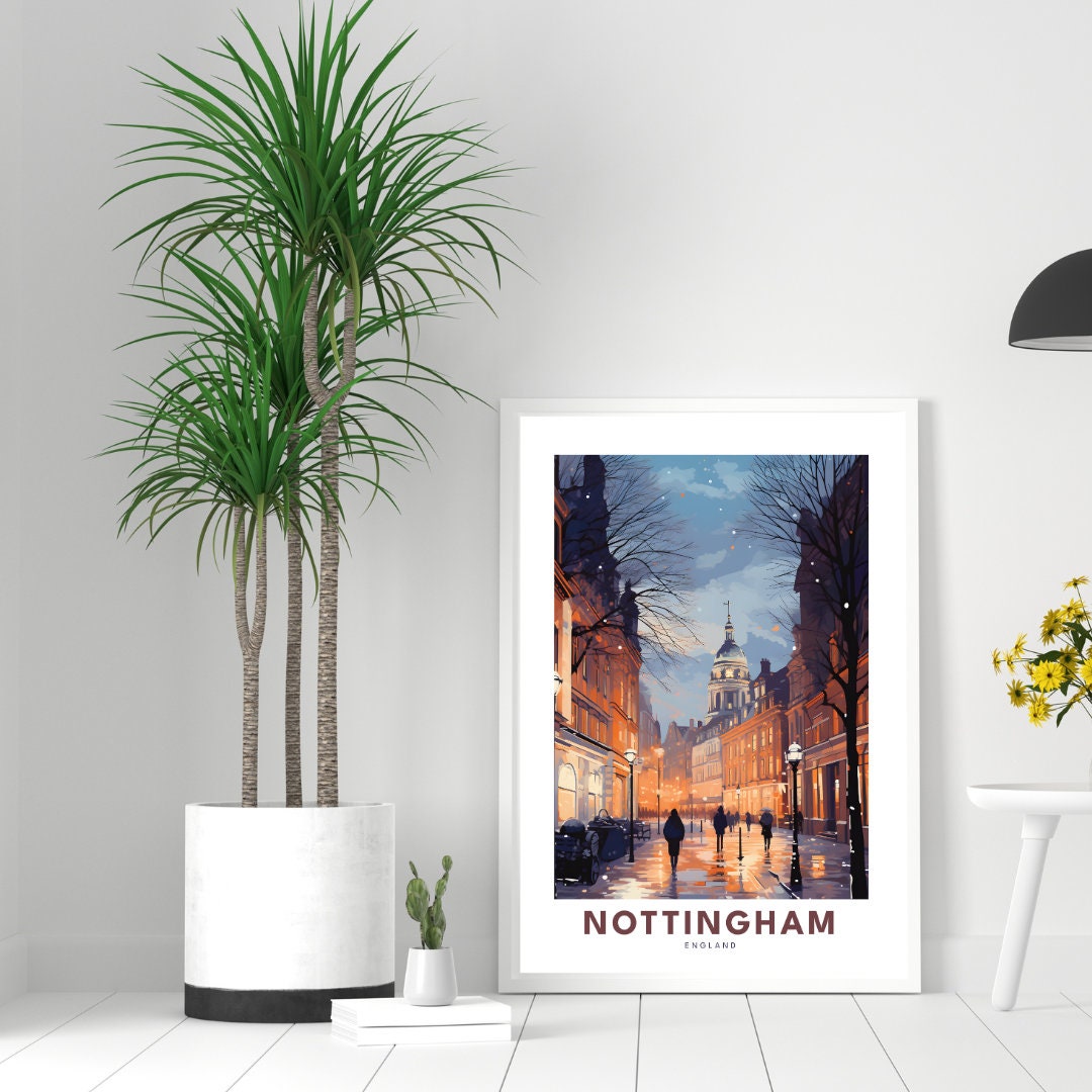 Nottingham Print, Nottingham City Poster, England City Wall Art, UK ...