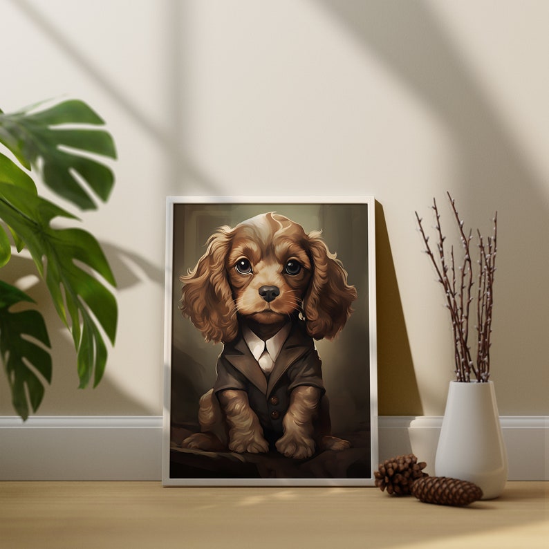 Chibi Style Cocker Spaniel Art Print - Cocker Spaniel Home Decoration ...