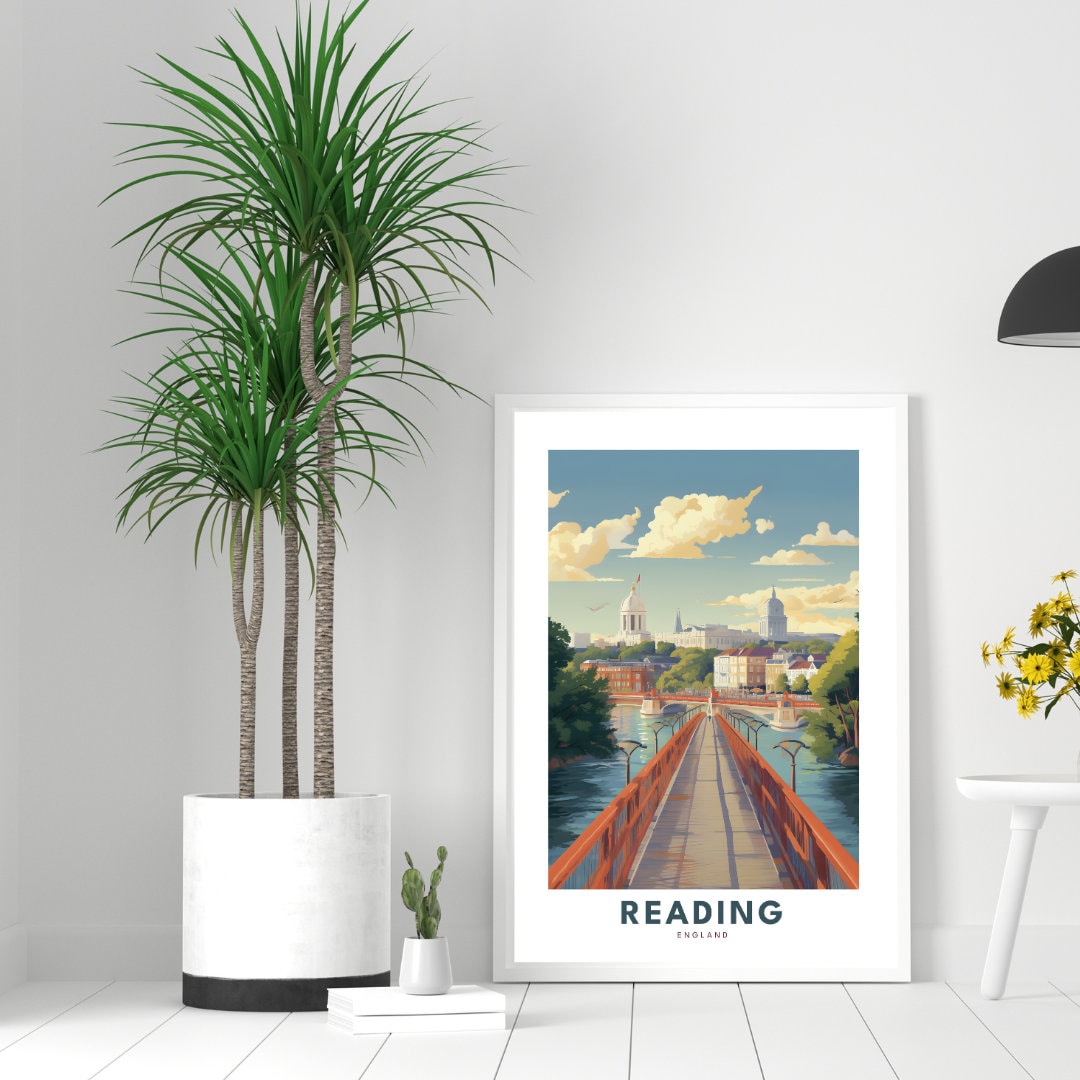 Reading City Print, Reading City Art Poster, England Travel Wall Art ...