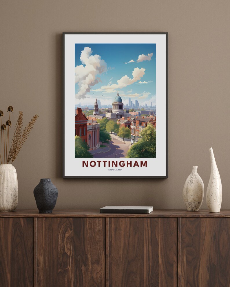 Nottingham City Print, Nottingham Poster, England City Wall Art, UK ...
