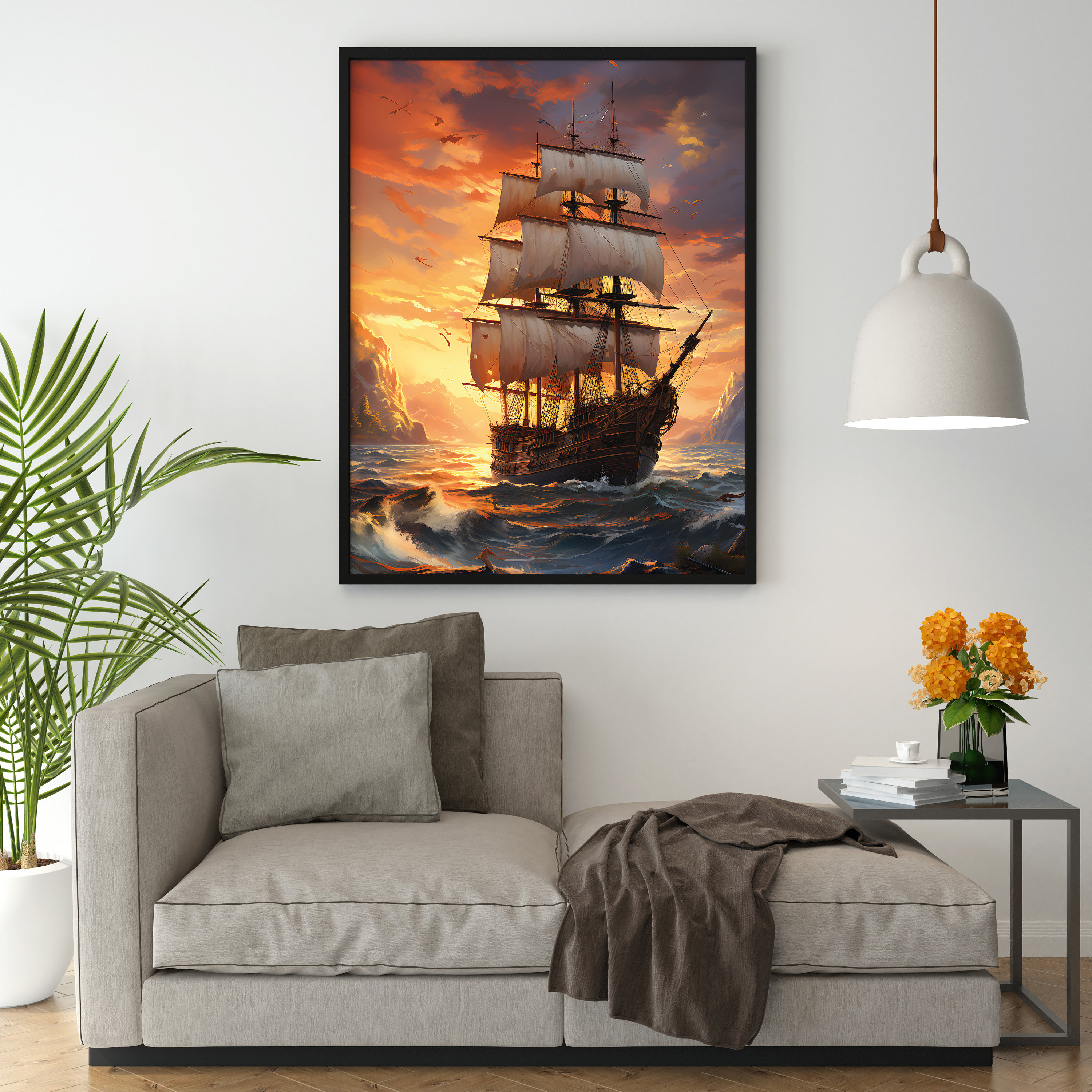 Pirate Ship Painting - Framed Pictures - Framed Wall Art - Poster ...