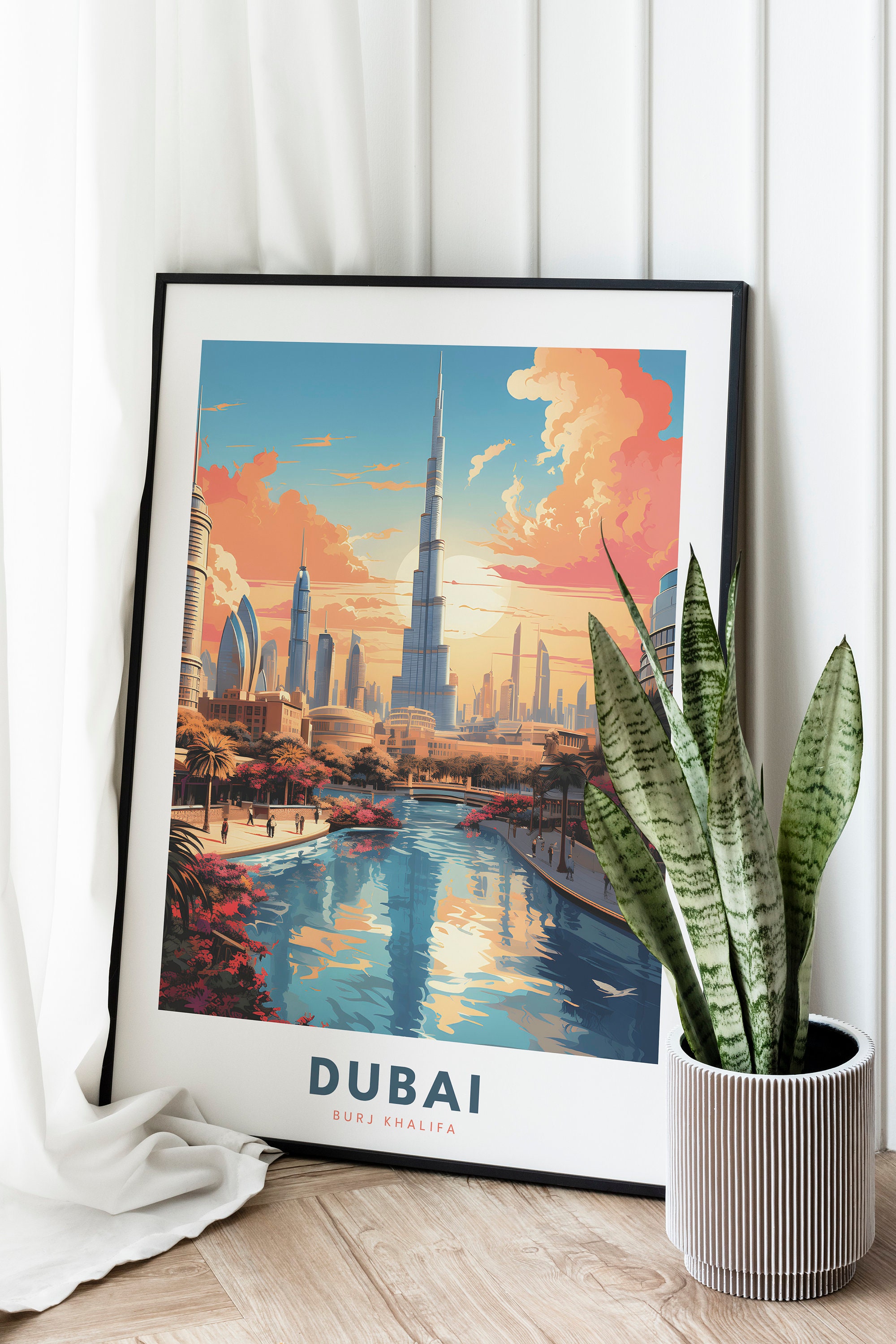Dubai Poster Travel Print Burj Khalifa Dubai Wall Art Dubai Print Burj ...