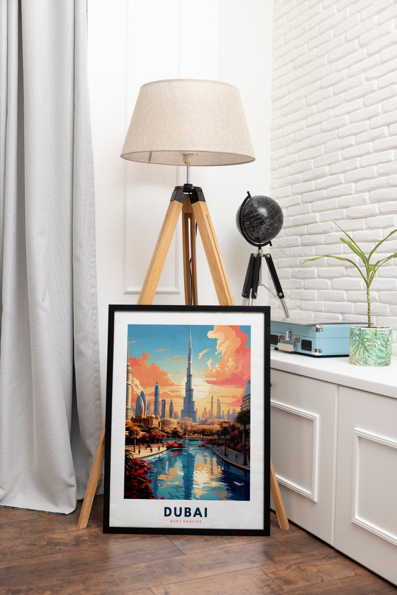 Dubai Poster Travel Print Burj Khalifa Dubai Wall Art Dubai Print Burj ...