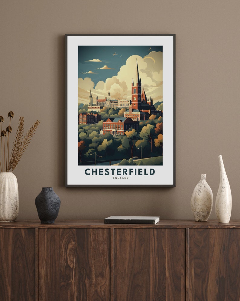 Chesterfield Poster, Chesterfield Print, Derbyshire Wall Art ...