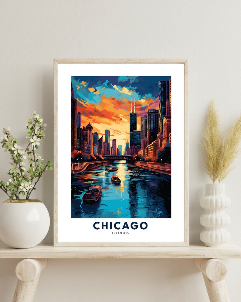 Chicago City Print, Chicago City Poster, Illinois Wall Art, Illinois ...
