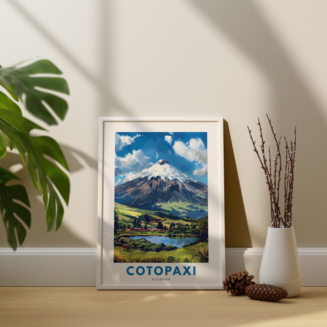 Cotopaxi Wall Art Print, Cotopaxi Volcano Wall Travel Poster, Ecuador ...