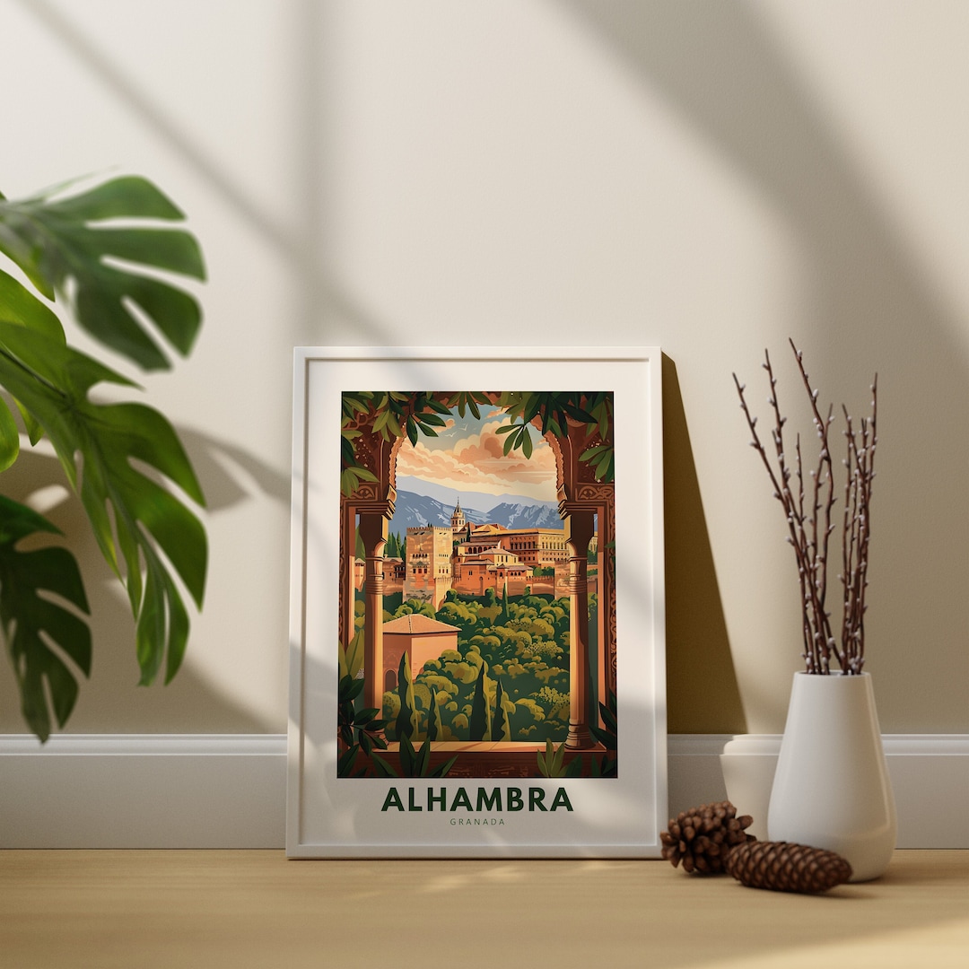 Alhambra Art Print, Alhambra Wall Travel Poster, Granada Wall Decor ...
