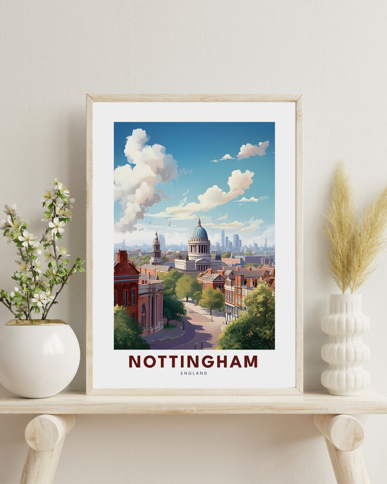 Nottingham City Print, Nottingham Poster, England City Wall Art, UK ...