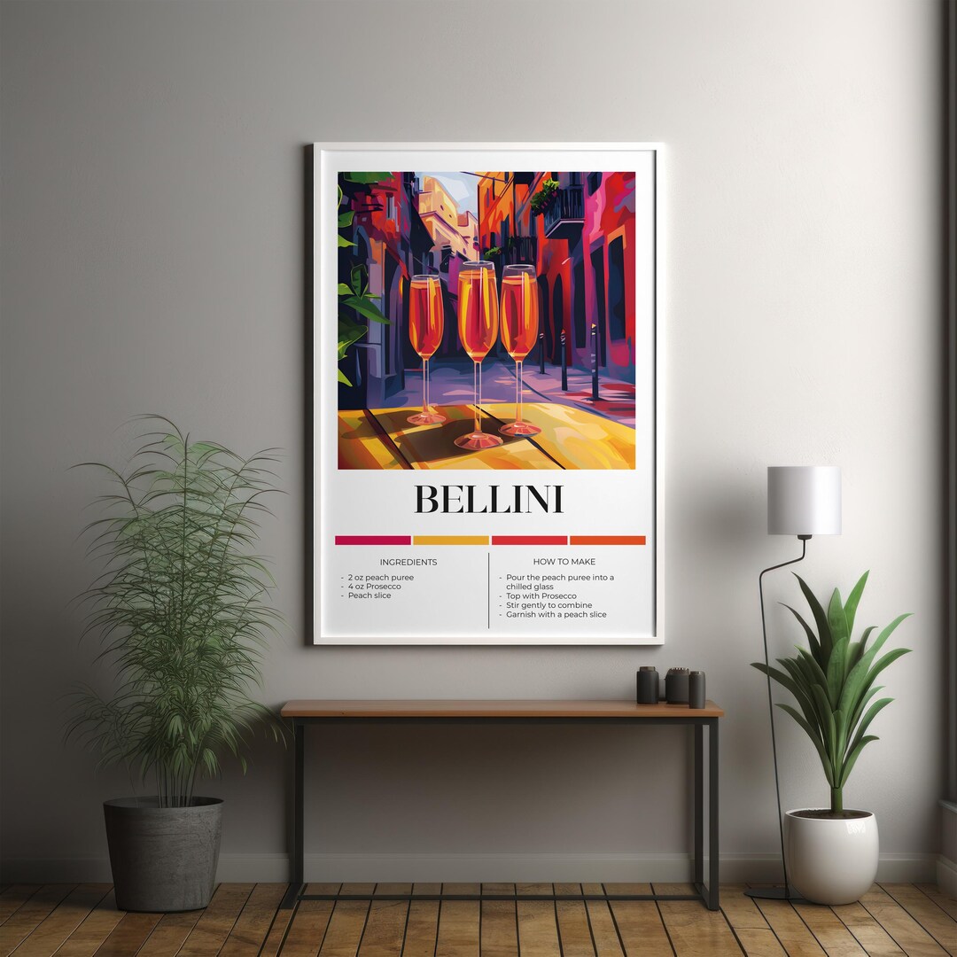 Bellini Poster, Bellini Cocktail Print, 3 Type of Bellini Poster ...